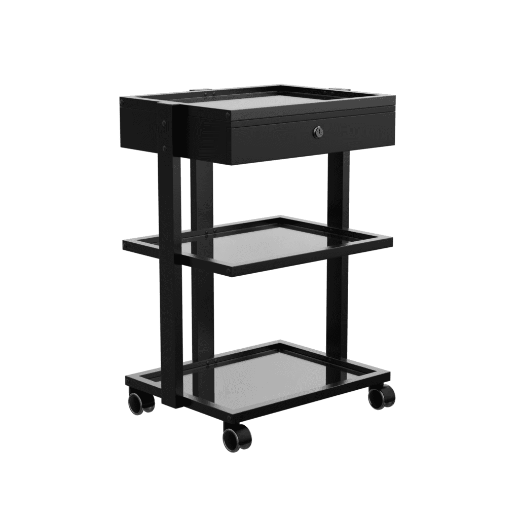 Spa Numa ABEL DELUXE Beauty Trolley in Black with 3 Tier Glass Shelves ...