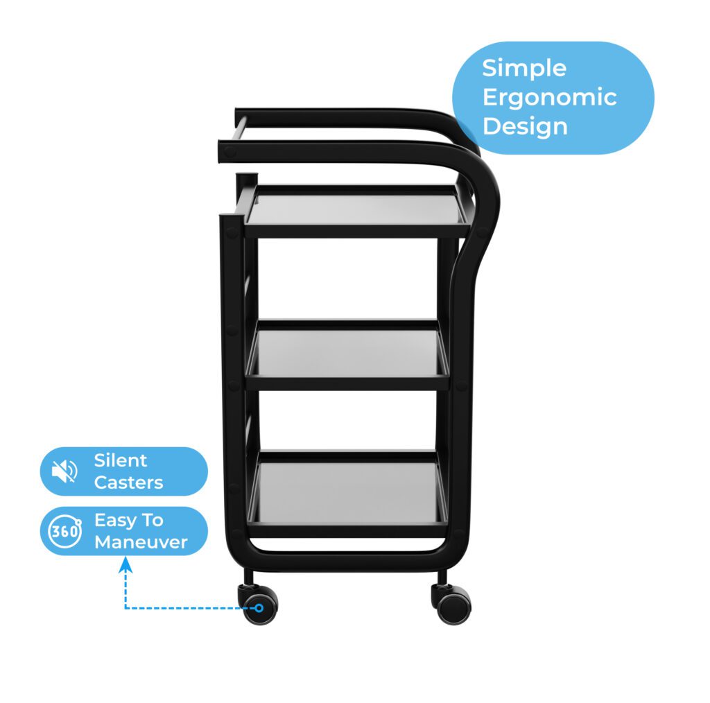 Spa Numa ARCUS Beauty Trolley - Matte Black Metallic Design with 3 ...